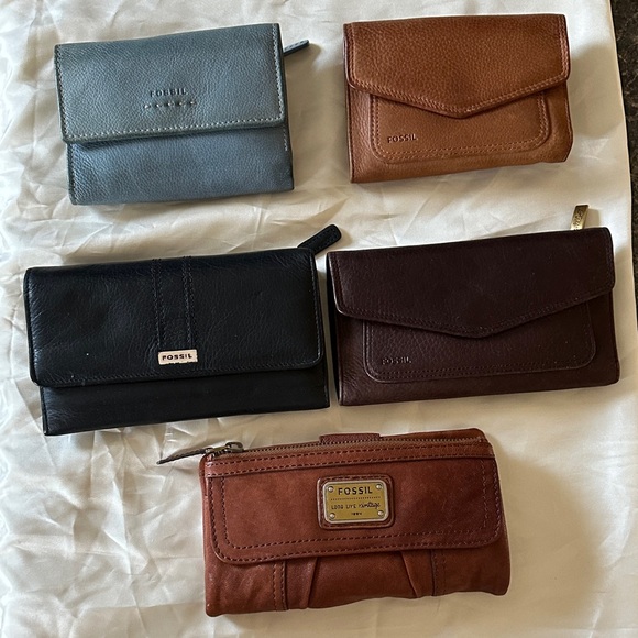 Fossil | Bags | Fossil Womens Wallet Collection Blue Brown Black Lot Of ...